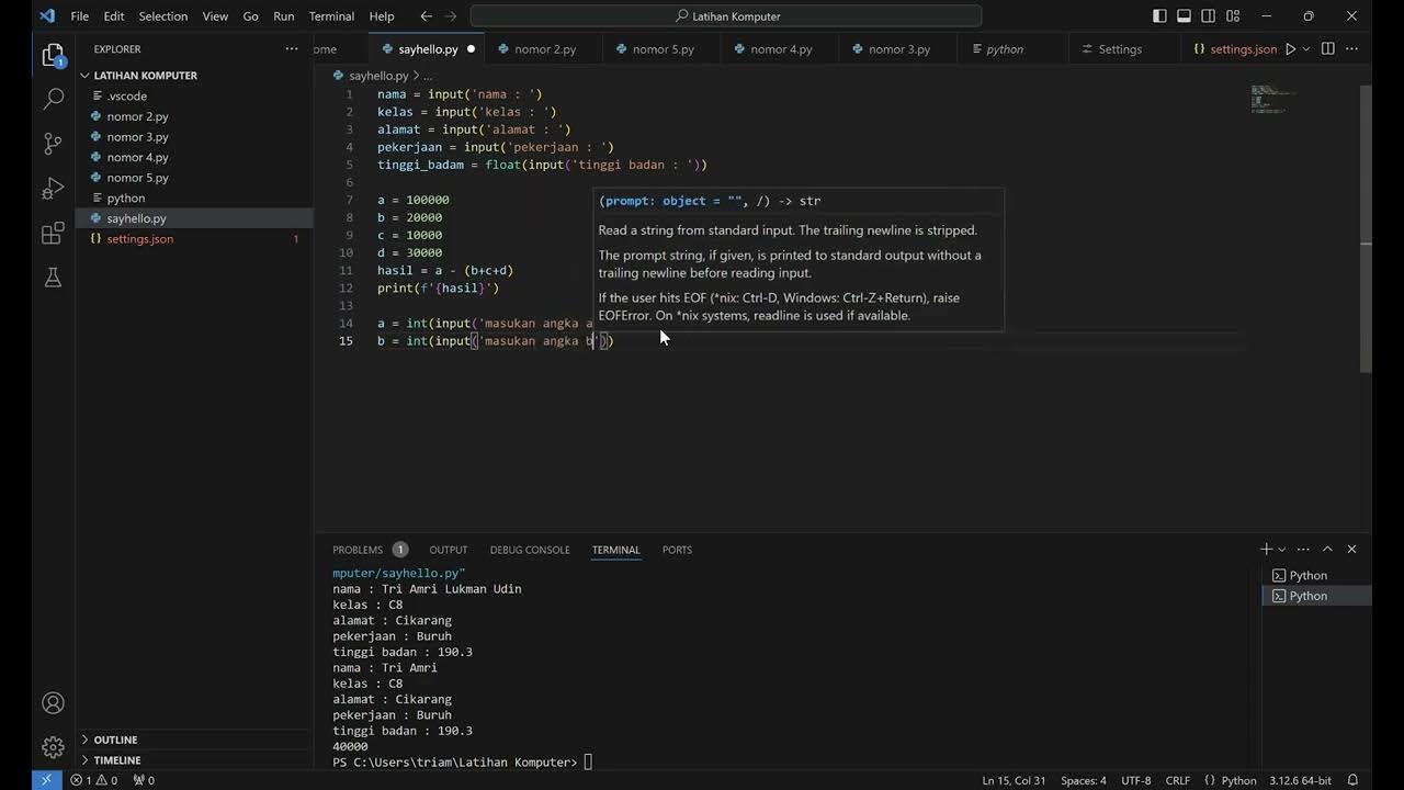 input data menggunakan bahasa pemrograman Python - YouTube