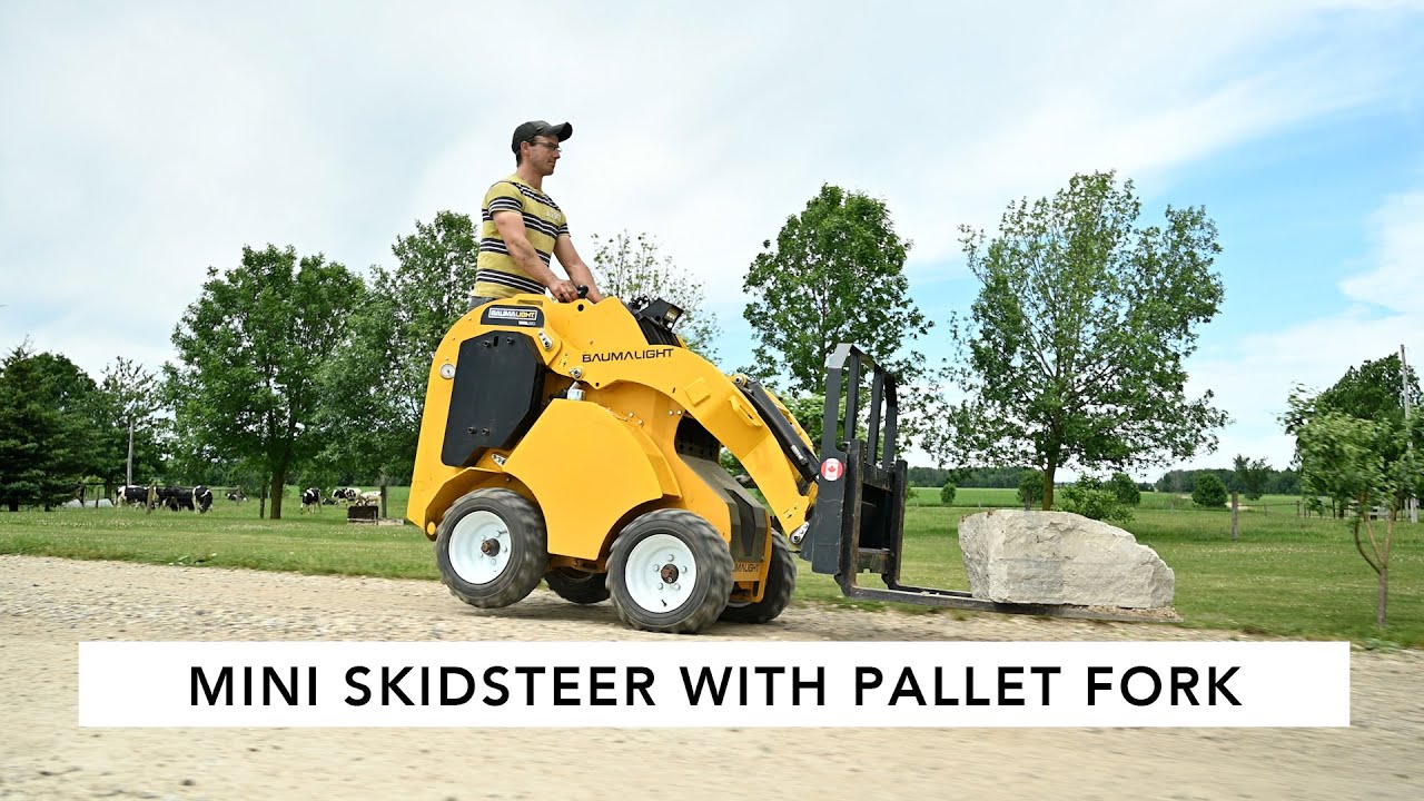 Mini Skidsteer with Pallet Fork - YouTube