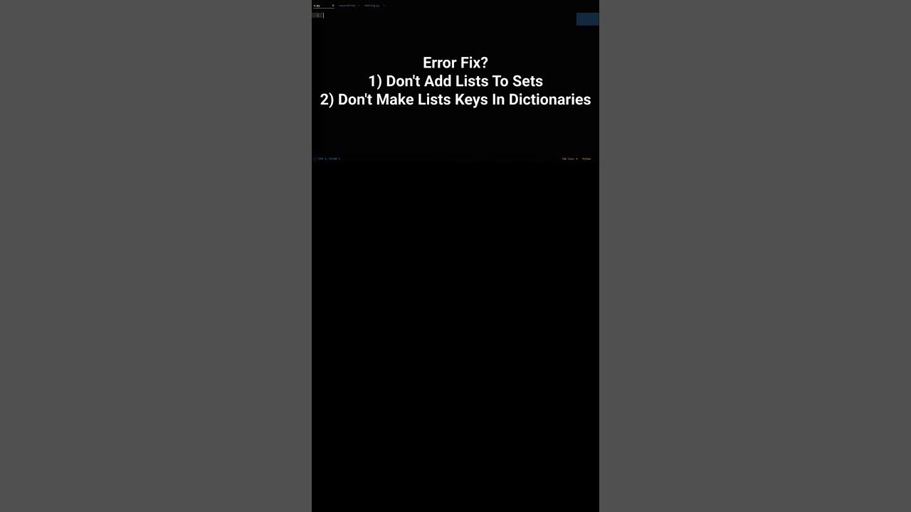 TypeError: unhashable type 'list' - YouTube