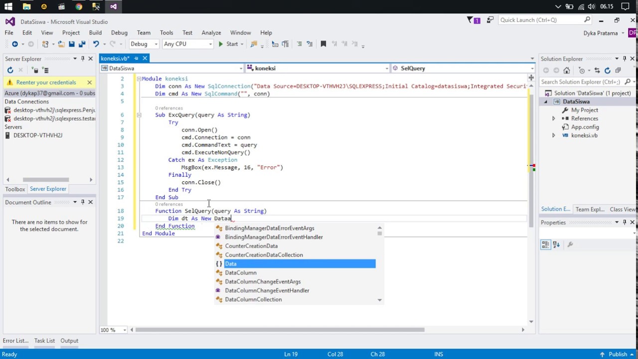 Cara Membuat Koneksi di VB.NET ke SQL Server - YouTube