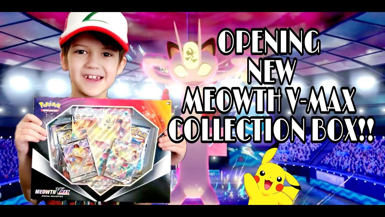 FIVE PACK FRIDAY!!! OPENING NEW POKEMON MEOWTH V-MAX COLLECTION BOX ...