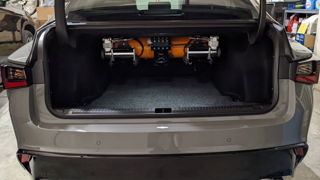 Accuair Elevel+ ExoMount Viair Air Suspension Tank Trunk Setup Mounted ...