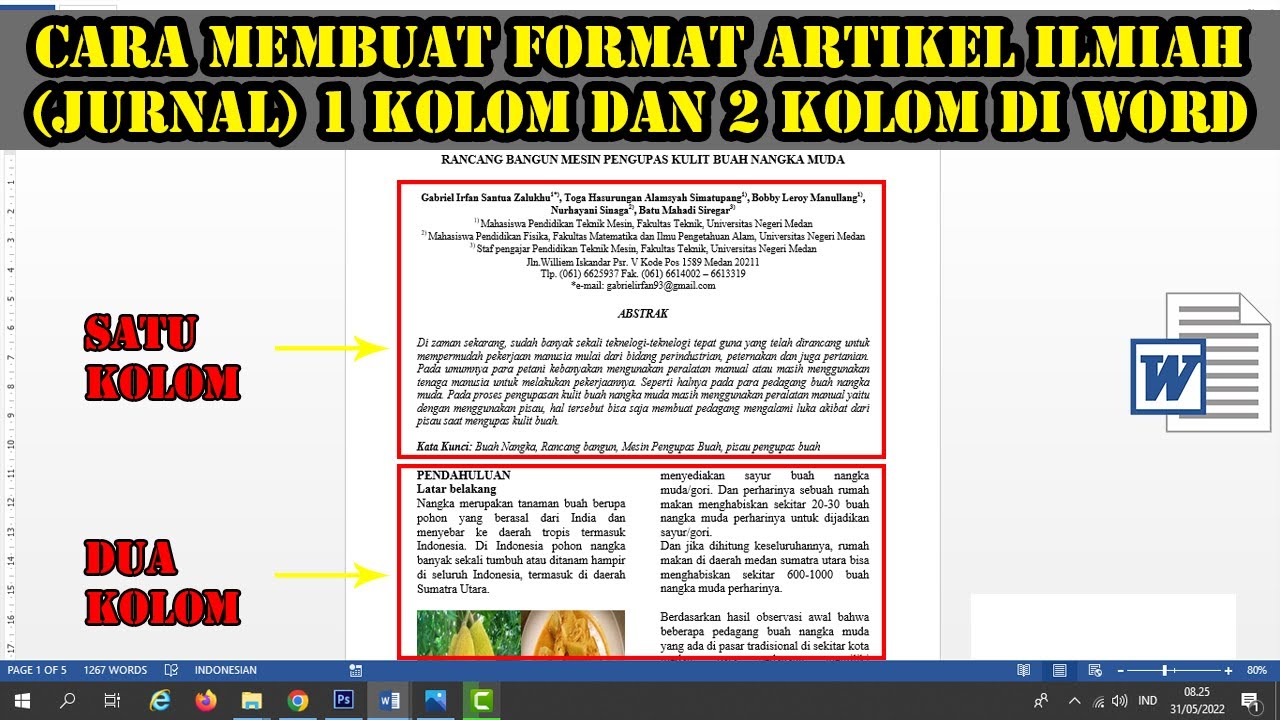 CARA MEMBUAT FORMAT ARTIKEL ILMIAH (JURNAL) 1 KOLOM DAN 2 KOLOM DI WORD ...