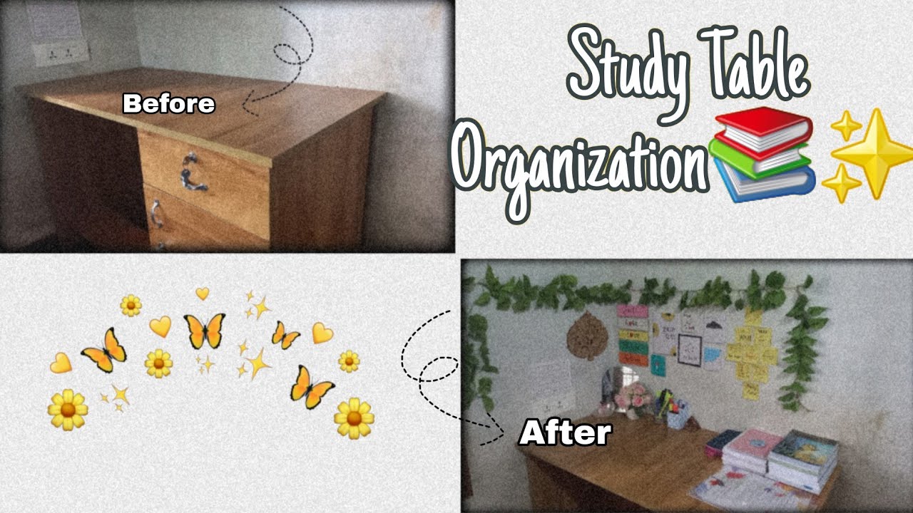 Study Table Organization 📚🤍/ Study table Makeover 🍀/#studytableorganization - YouTube