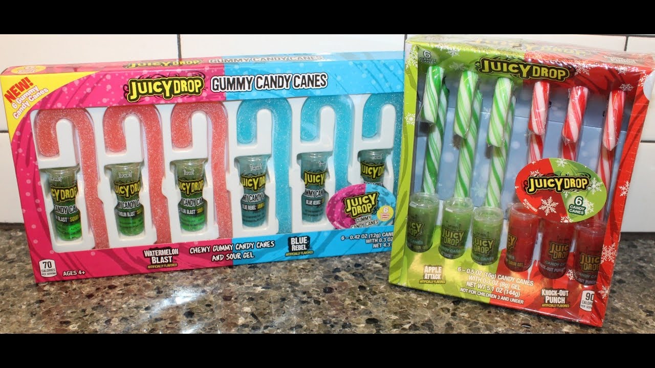 Juicy Drop Watermelon/Blue Rebel Gummy Candy Canes, Apple/Knock-Out ...