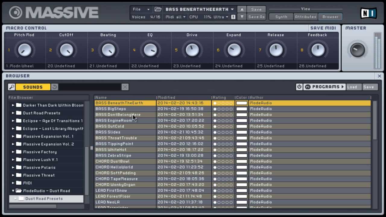 ModeAudio Dust Road for NI Massive - YouTube