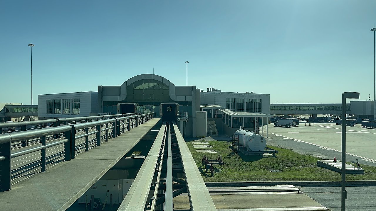 MCO international airport tram ride to airside 3 - YouTube