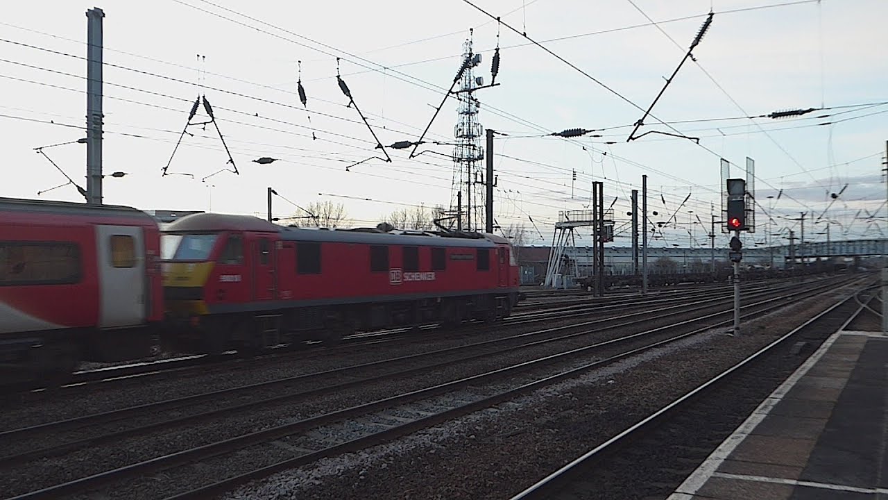 DB Cargo Class 90 90018 leaves Doncaster (25/3/18) - YouTube