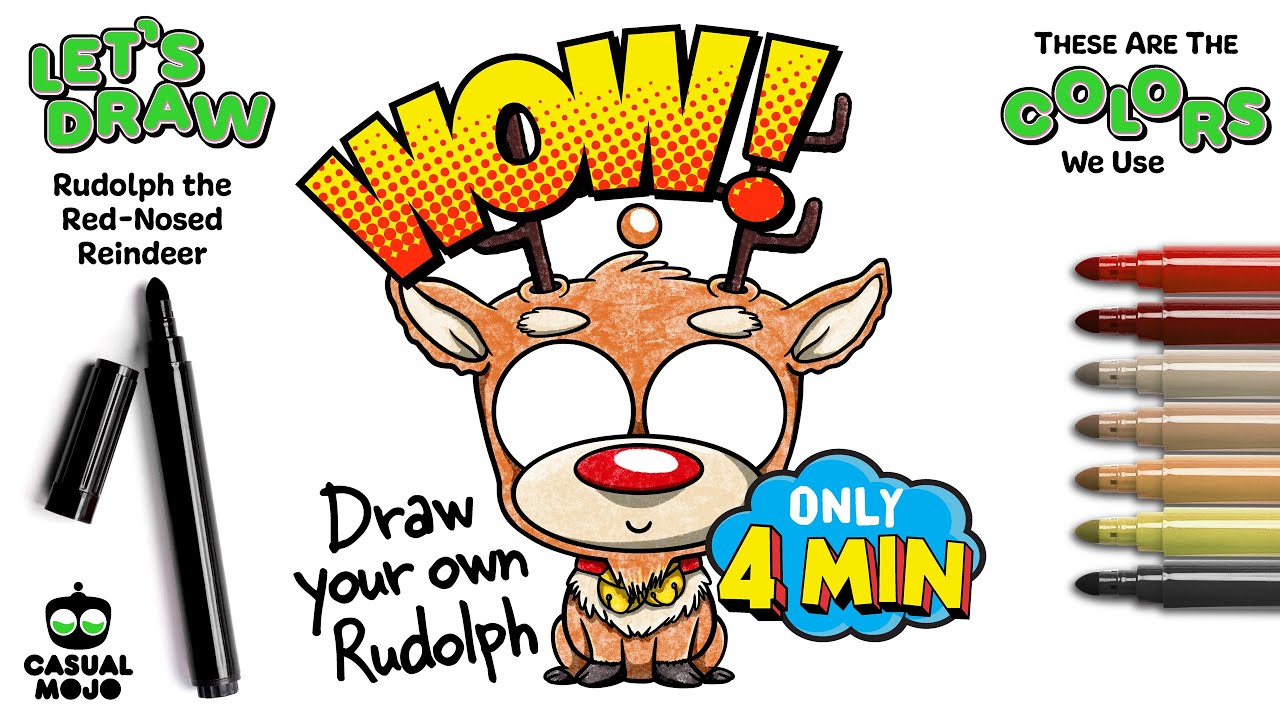 Let's Draw Rudolph Mojo | Drawing, Sketching, Inking and Coloring for ...
