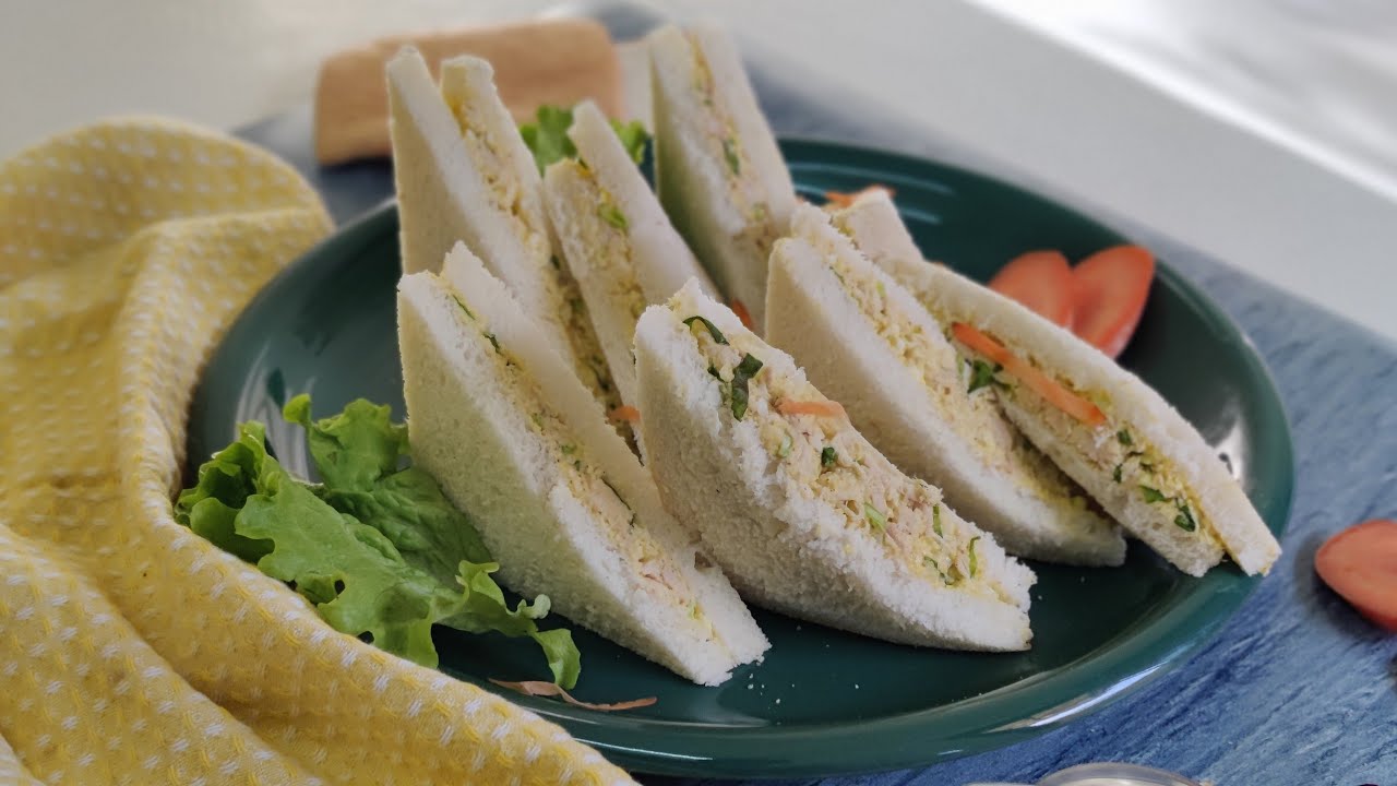 Chicken creamy sandwich very simple & soft sandwich restaurant style ...