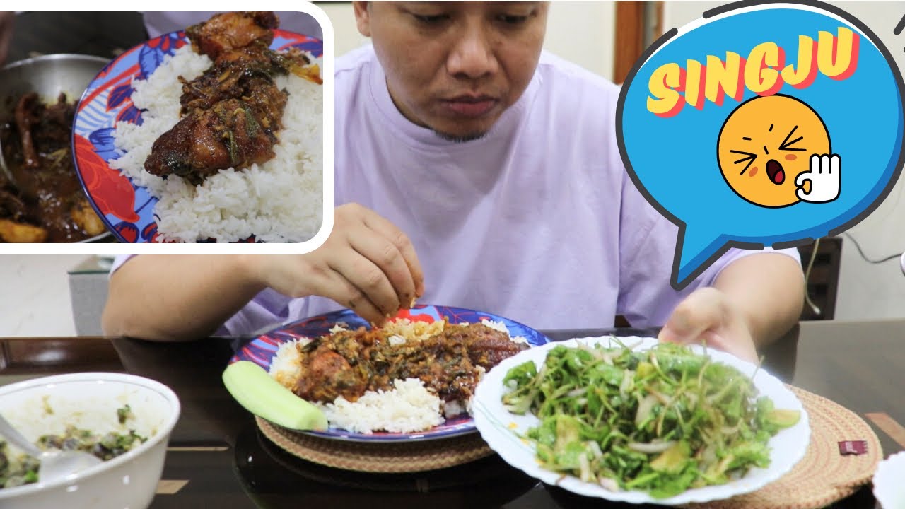 Local Dry Chicken Recipe || Creeping Plant Singju || Kom Kitchen - YouTube