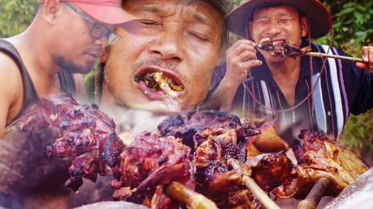 Primitive Food In The Jungle. Eating Tasty Meat. - YouTube