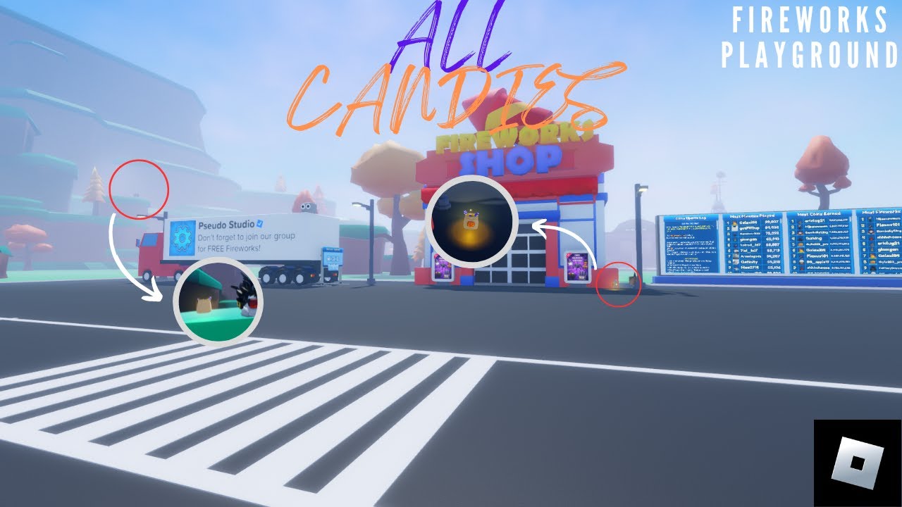 All 10 candy locations in Roblox Fireworks Playground - YouTube