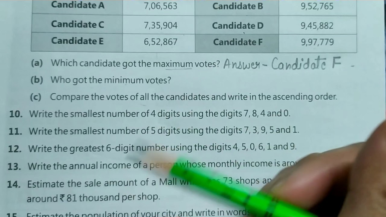 Class -4 ( exercise-1E ) ch - Number & Numeration - YouTube