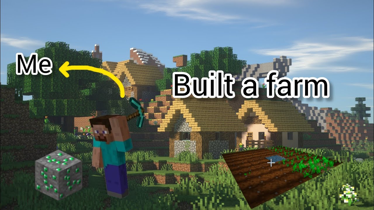 I found a emerald ore and build a farm #minecraft - YouTube