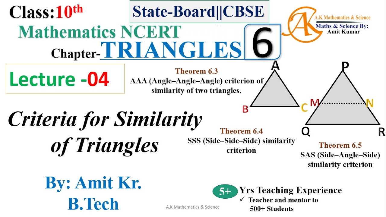 Class 10th Math CH-06 || L-04||TRIANGLES||Criteria for Similarity of ...