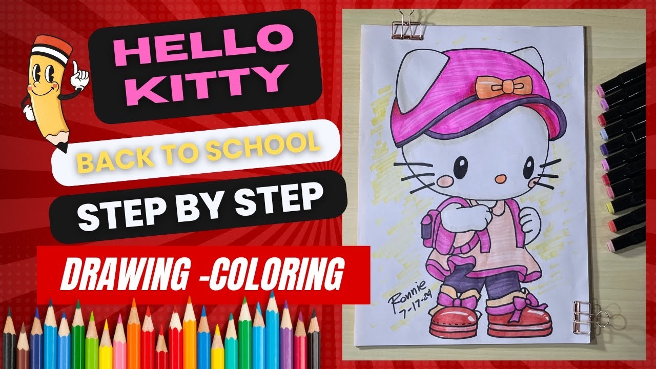 How to Draw Hello Kitty Back to school #hellokitty - YouTube