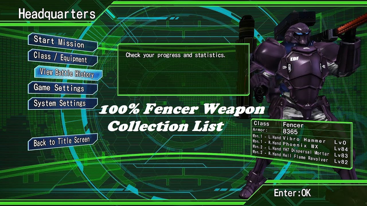Earth Defense Force 4.1: Fencer 100% Complete Weapon List & Ultimate ...