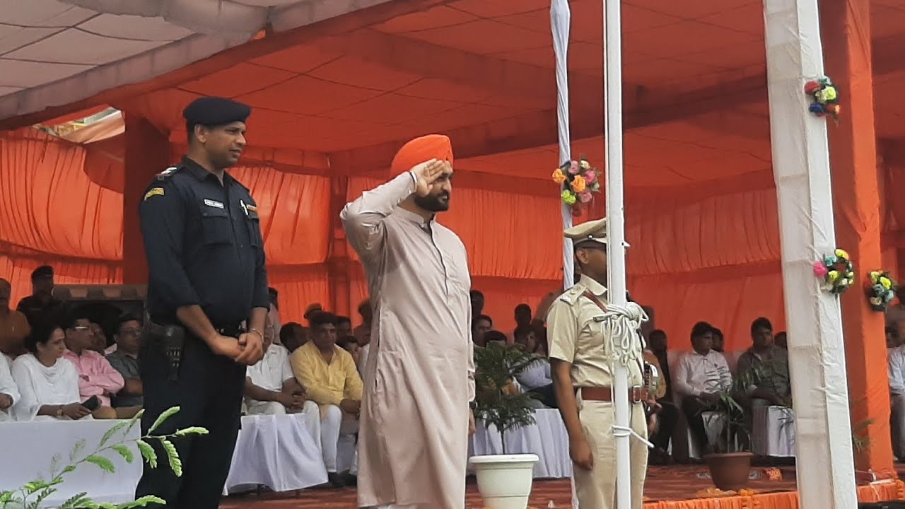 Khel Mantri Sh Sandeep #Gohana 15 August 2022 National Anthem - YouTube