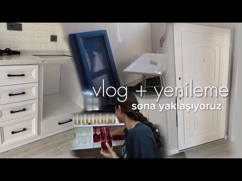 VLOG I YENİ EVDE SONA YAKLAŞIYORUZ I Mutfak dolaplarını ve çelik kapıyı boyadık #vlog #değişim