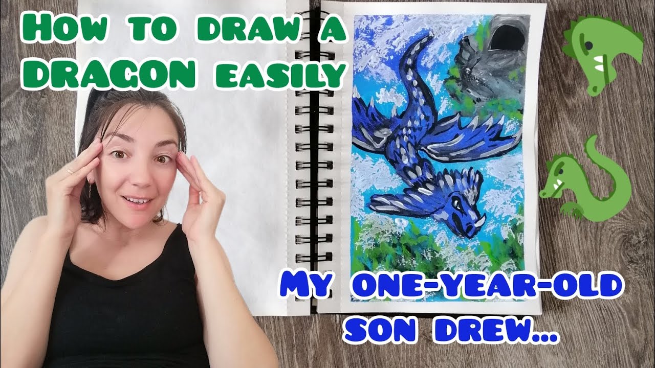 My one-year-old son drew... 🤩How to draw a DRAGON easily and quickly ...