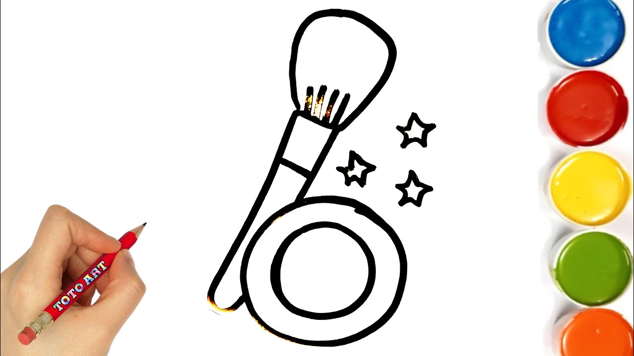 How to draw Makeup Powder -Colouring for Kids & Toddlers |Draw, Paint ...