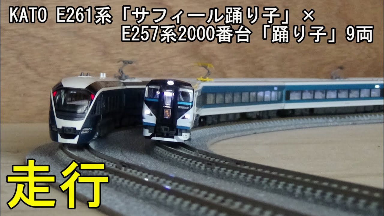 鉄道模型Nゲージ E261系サフィール踊り子とE257系2000番台「踊り子」9両の走行 - YouTube