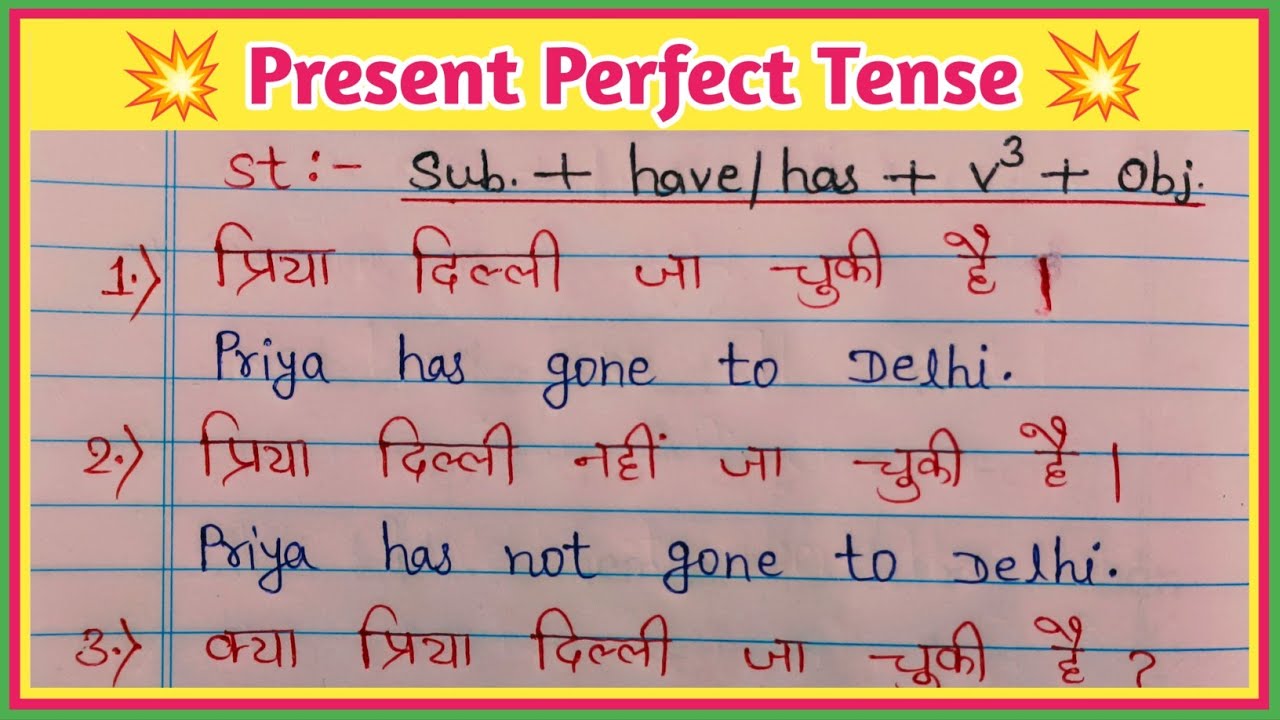 Tense | Present Perfect Tense Rule | Translate into English | Use of ...