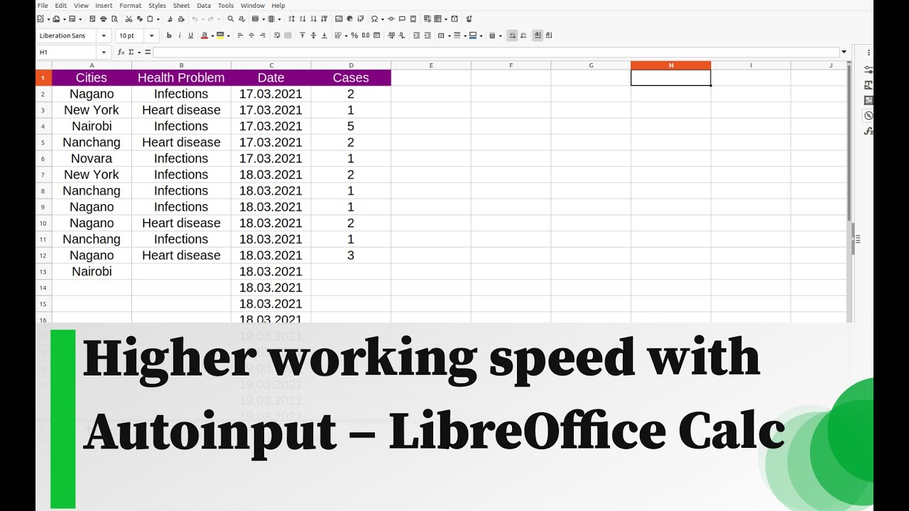 Higher working speed with Autoinput - LibreOffice Calc - YouTube