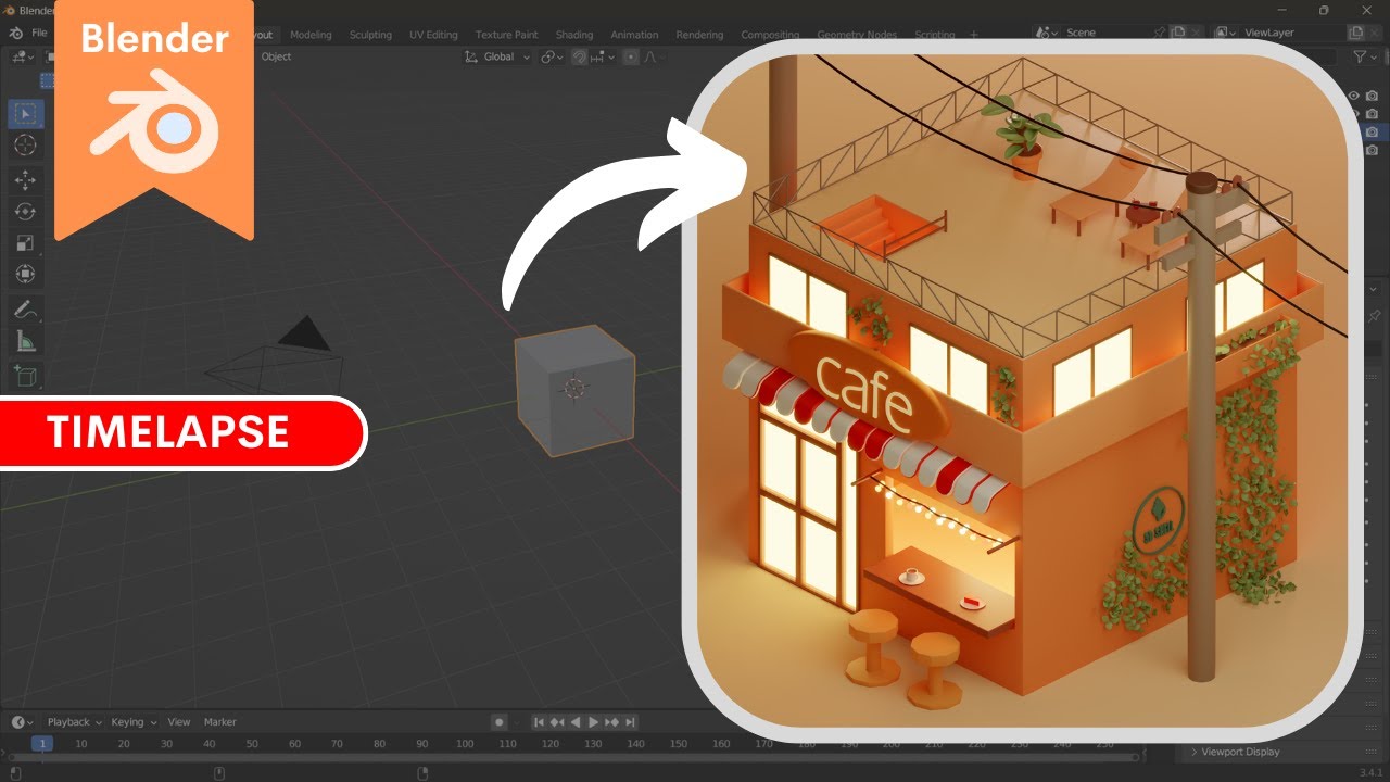 Isometric Cafe in Blender 3D | Blender 3.6 | 3D SHELL - YouTube