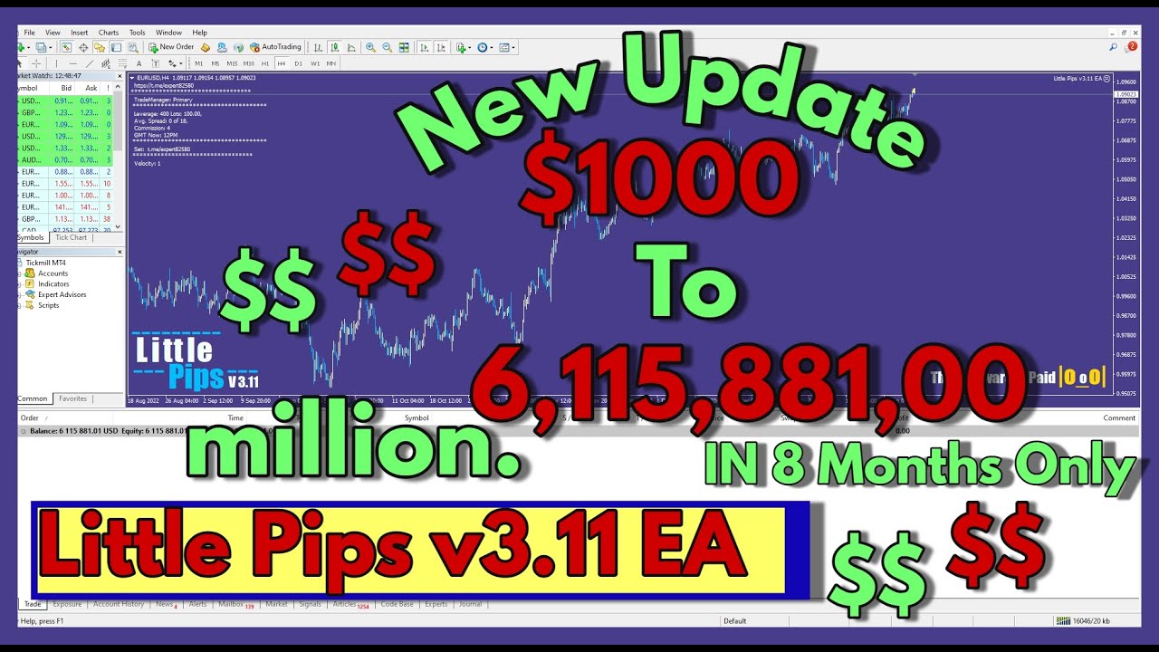 Little Pips v3.11 EA | New Update | $1000 TO 6,115,881,00 | IN 8 Months ...