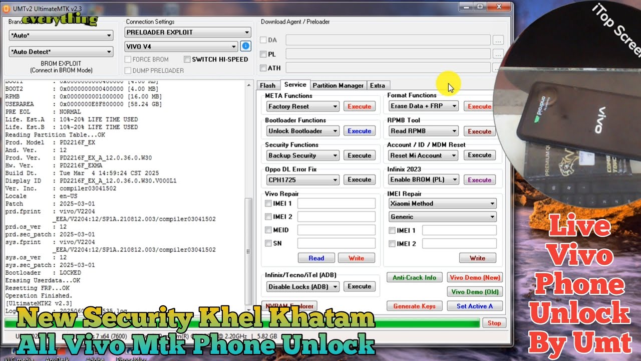 Vivo New Security Phone Unlock By Umt 2025 / Mtk Cpu Phone Unlock By ...