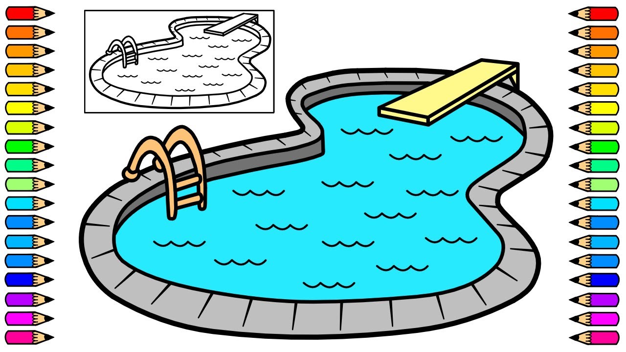 Como dibujar una PISCINA / Dibujo de piscina riñón / dibujos para niños ...