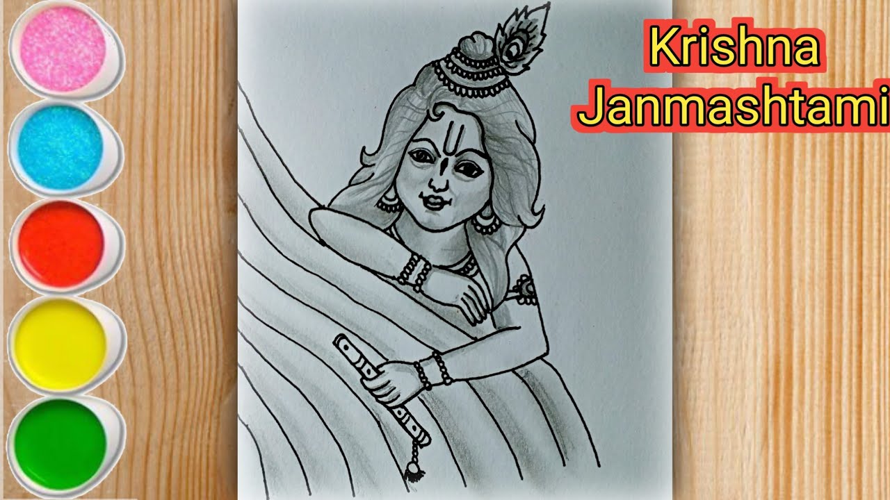 Janmashtami drawing easy| Krishna Janmashtami | Happy Janmashtami ...