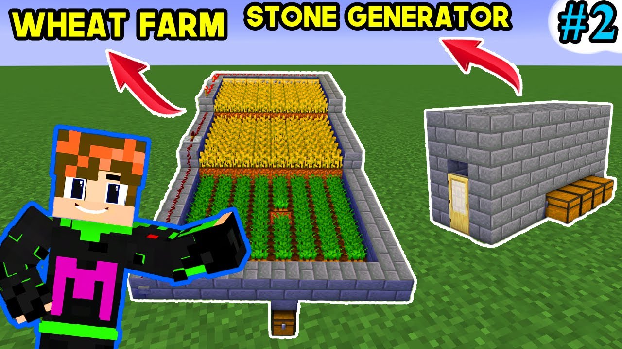 I made wheat farm and a stone generator in minecraft survival || Dark ...