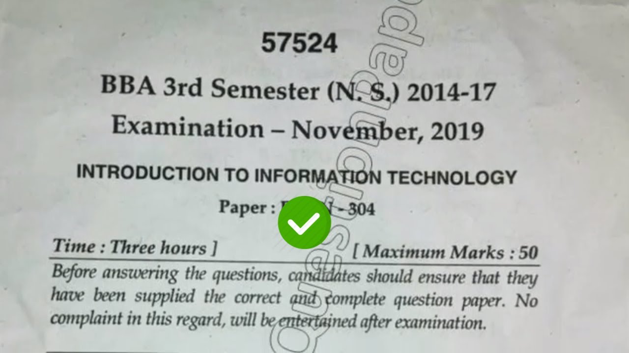 2019 Mdu BBA 3rd Sem Introduction of Information Technology Question ...