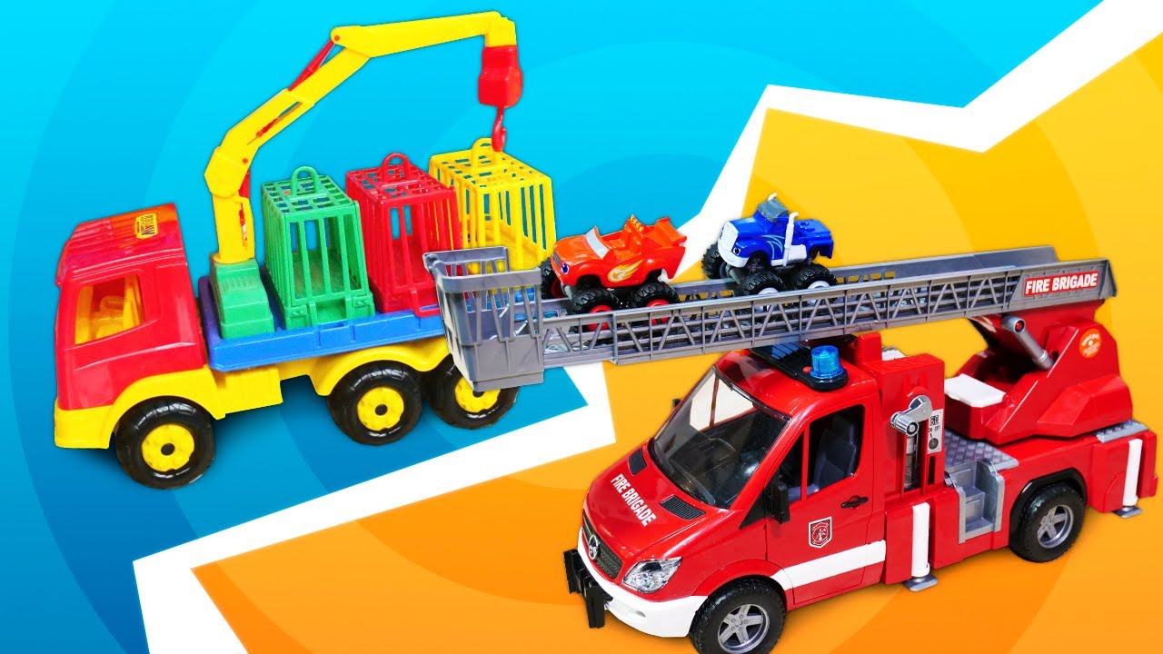 Helper cars & Emergency Vehicles for kids - trucks toys, fire truck and ...