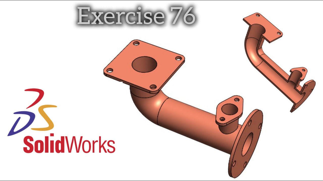 Solidworks project curved pipes||solidworks tutorial exercise 76#solidworks #cad #3d # ...
