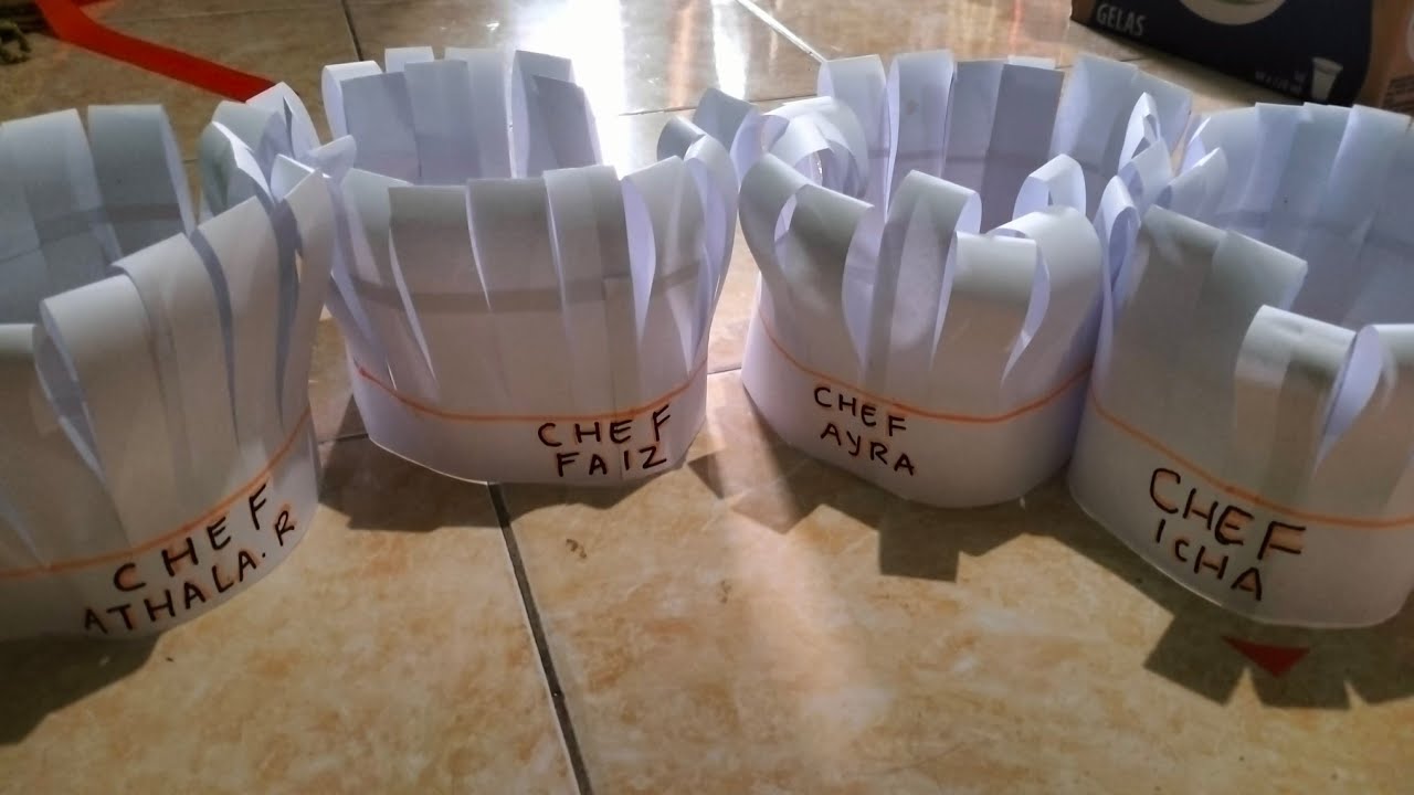 membuat topi chef dari kertas hvs #diy #craft #emakrempong - YouTube