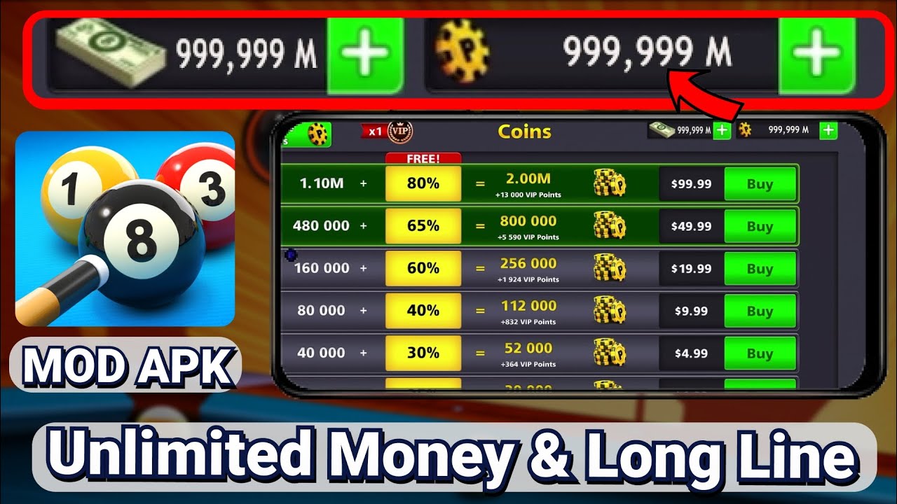 8 Ball Pool MOD APK v56.0.4 | Unlimited Money, Long Lines & Mod Menu ...