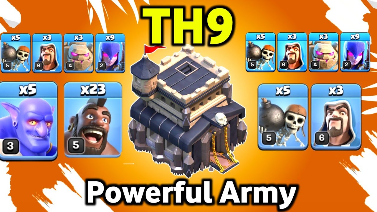 New Powerful Th9 Army Attack Strategy || Th9 Attack Strategy || Th9 War ...