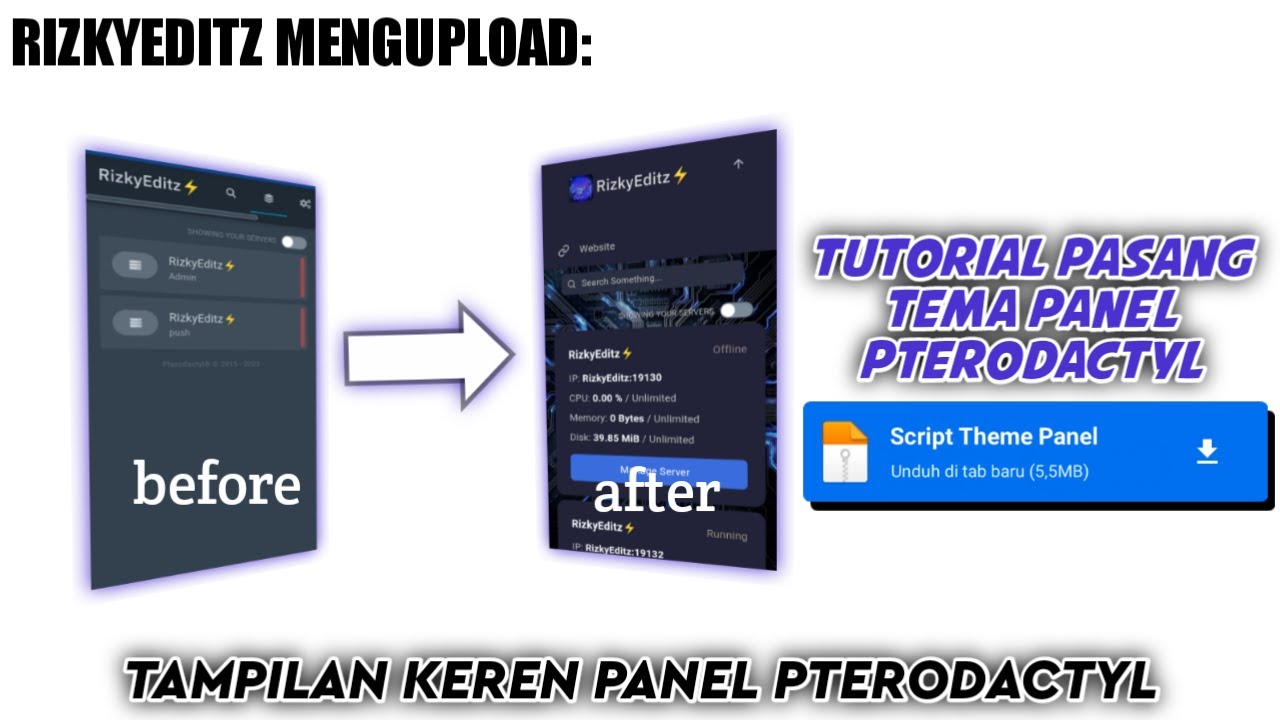 TUTORIAL PASANG THEME PANEL PTERODACTYL!!! | RIZKYEDITZ - YouTube