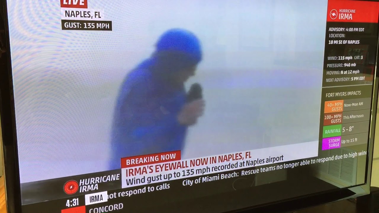Weatherman gets hit. Hurricane Irma Naples, FL - YouTube