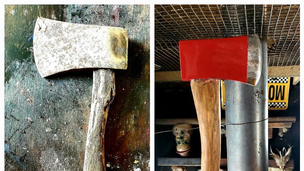 Rusty Hatchet and Handle Restoration - YouTube