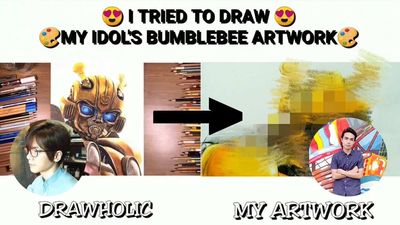 I TRIED TO DRAW DRAWHOLIC'S BUMBLEBEE ARTWORK | Chad Arts - YouTube