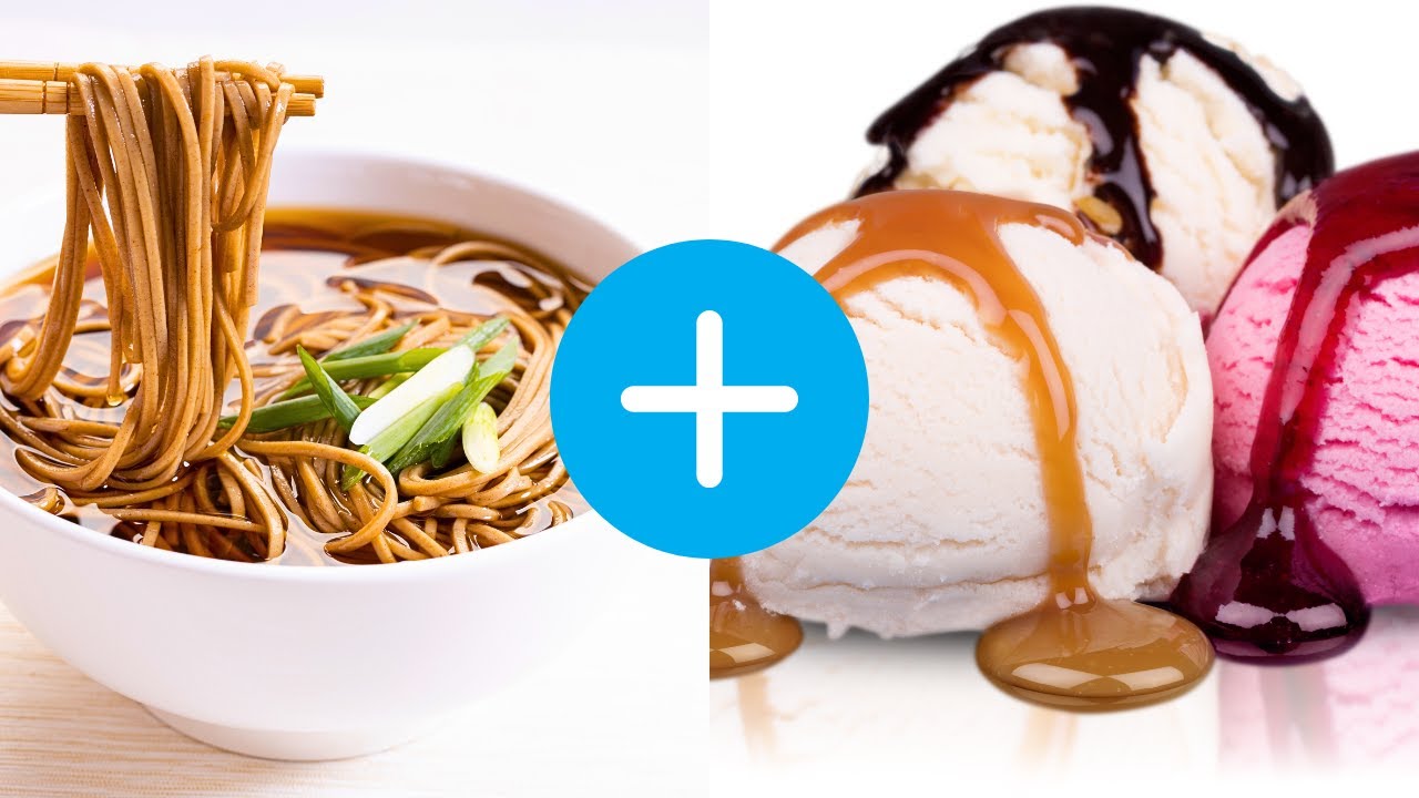 Japanese fast food chain creates Ice Cream and Soba Noodle meal - YouTube