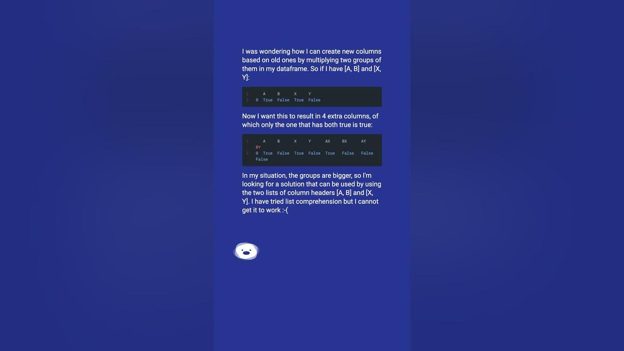 combining groups of columns with boolean values to create multiple new columns #shorts - YouTube
