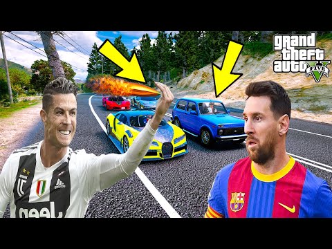 RONALDO ÇİN'DEN GELEN MERMİDEN HIZLI ARABAYLA MESSİNİN PAHALI SÜPER ARABALARIYLA YARIŞIYOR!! - GTA 5