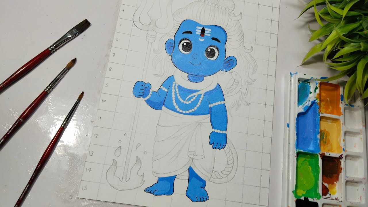 Little Maharaj Acrylic Painting, Mahadev Ji drawing 🎨, Part 01 - YouTube