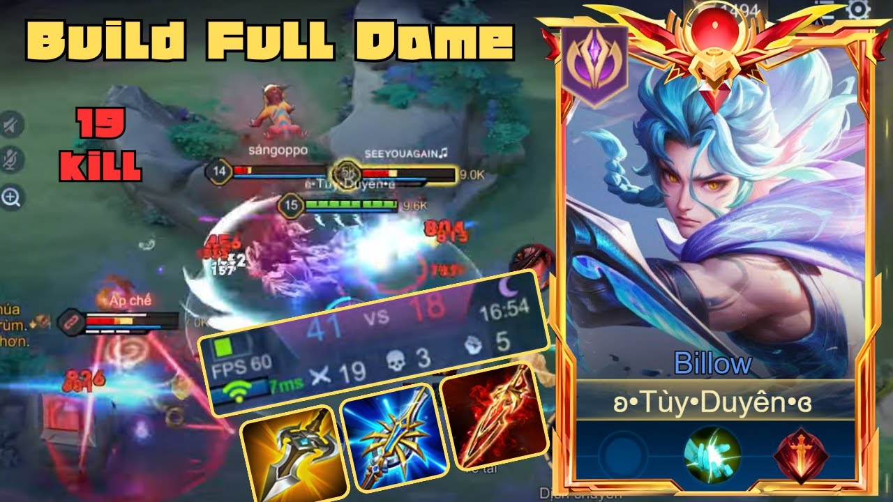 Billow 19 Kill Với Bộ Trang Bị Billow Đi Rừng Thuần Sát Thủ Khiên AD ...